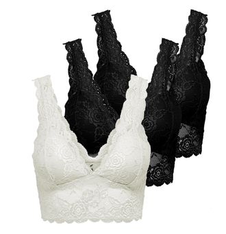 Only Damen ONLCHLOE 3-Pack LACE Bra B&uuml;gelloser Spitzen BH, 3er Pack Bra (2x Black, 1x White),S