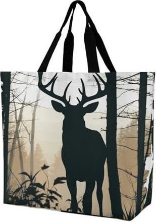Generic Silhouette De Cerf Sac Fourre-Tout D&eacute;contract&eacute; Tote Bag L&eacute;ger Sac Courses Pour Gym Quotidienne Shopping