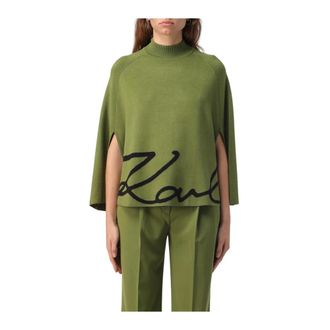 Karl Lagerfeld Cape Sleeve Mock Neck Pullover - - Knitwear - Damen - Gr&uuml;n - M