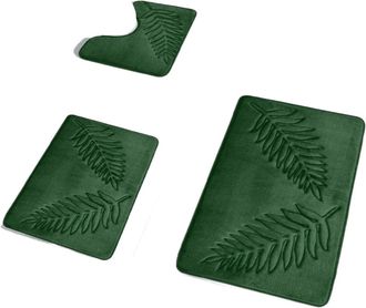 Generic 3-teilige Badezimmermatte aus Memory-Schaum, ultraweich und saugf&auml;hig, dick, waschbar, for Toilettenwannen-Set(Green 3Pcs)