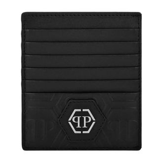 Philipp Plein Homme, Accessoires, Noir, Taille: ONE Size Porte-Cartes de Cr&eacute;dit en Cuir Monogramme
