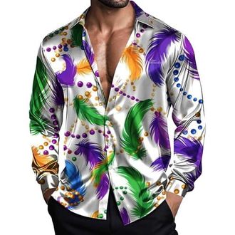 Generic Costume de carnaval pour homme - Chemise &agrave; manches longues - Chemise de loisirs - Chemise &agrave; manches longues respirante - Chemise de plage &agrave; revers - C