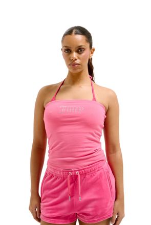 Juicy Couture Damen BABEY Bandeau figubetontes T Top Oberteil mit Applikationen versch. Farben Tr&auml;gershirt/Cami Shirt, HOT PINK, L