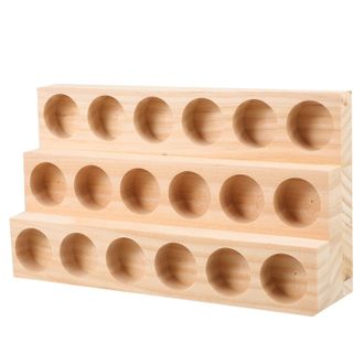 NUOBESTY Holzregal f&uuml;r &Auml;therische &Ouml;le 3 Lagig Aromatherapie Aufbewahrungsbox Holzhalter mit Kapazit&auml;t zur Pr&auml;sentation und Sicheren Lagerung