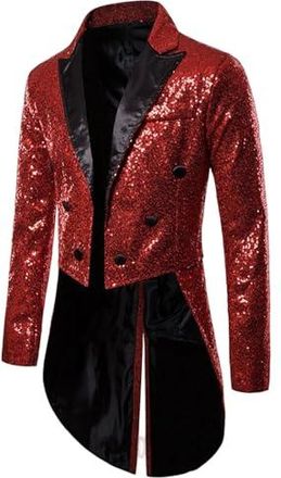 Generic ZDJSWJ Hommes Paillettes Tuxedo Tailcoat Costume Y2k Tailcoat Blazer Manteau Blazer de Mariage Montrer Tux Robe Manteau