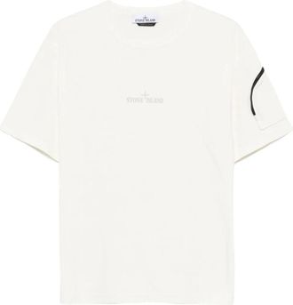 Stone Island Homme, Tops, Blanc, Taille: L T-Chemises