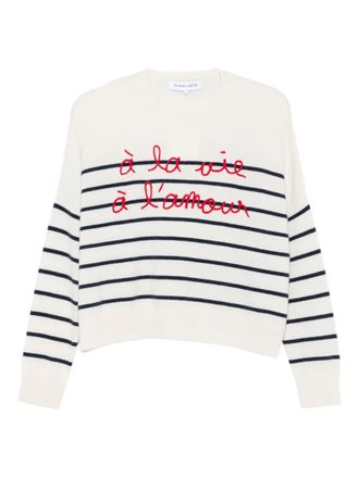 Maison Labiche pull ray&eacute; Buzelin &agrave; broderies - Blanc