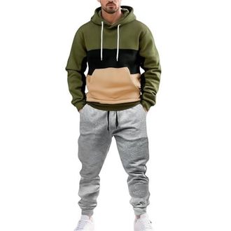 Generic Ensemble Jogging Homme, Sweat Hoodies &Agrave; Manches Longues Et Pantalon De Jogging Ensemble De 2 Pi&egrave;ces, Doux Et Surdimensionn&eacute;, V&ecirc;tements Chaud Travail D