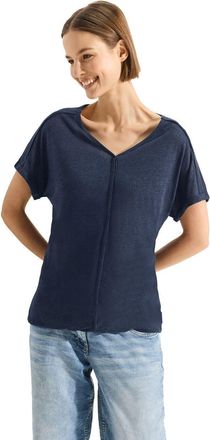 Cecil Damen Leinen T-Shirt mid blue, S