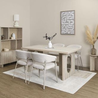 The Home Deco Factory Table - Home Deco Factory - Pietra - &eacute;l&eacute;gante - Conviviale - Blanc Et Beige - 160 X 90 Cm