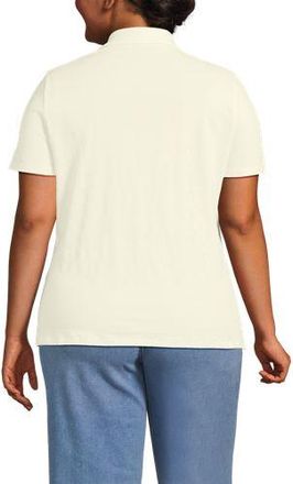 Lands End Piqu&eacute;-Poloshirt, Damen, Gr&ouml;&szlig;e:48-50 plus, Wei&szlig;, Baumwolle, by Lands End