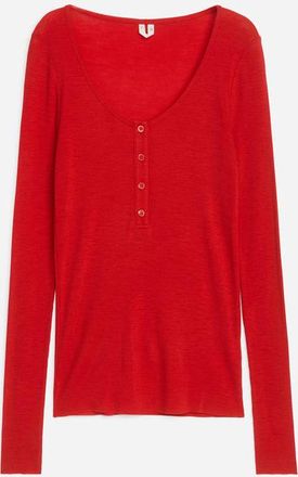 Arket Henley-Oberteil Aus Wolljersey -Rot