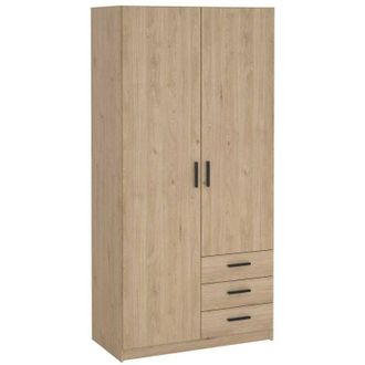 Dmora Kleiderschrank 2 T&uuml;ren Sultani, Schlafzimmerm&ouml;bel, Schrank, Garderobe, 99x50 h200 cm, Eiche - Dmora
