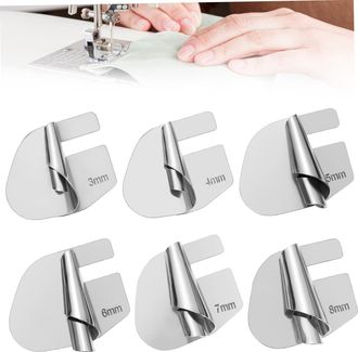 DOITOOL 6 Stück Teiliges Nähfüße für Rollsaum Nähmaschinen zubehör aus Rostfreiem Stahl Vielseitig Einsetzbar für Feine und Schwere Stoffe Polierte Oberfläche