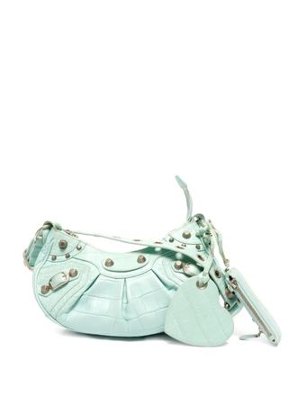 Balenciaga Schultertasche mit Kroko-Effekt - Gr&uuml;n