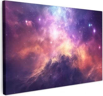 MuchoWow © Wandbilder Groß 120x80 cm XXL Schlafzimmer Home Deko Wohnung Bild Wohnzimmer Fotoleinwand Wand Bilder Leinwand Wall Decor Berge - Himmel - Weltraum 