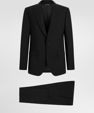 Dolce & Gabbana Anzug Martini Light Aus Wollgabardine Mit Einreiher-design - Mann Anz&uuml;ge Und Blazer Schwarz 52