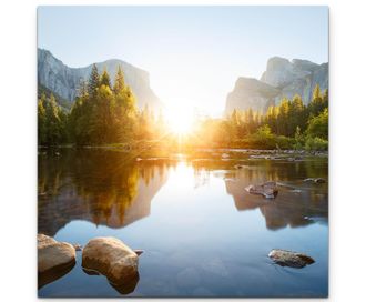 Paul Sinus Art Leinwandbilder | Bilder Leinwand 60x60cm Sonnenaufgang im Yosemite-Nationalpark