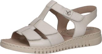 Caprice Damen Sandalen flach aus Leder mit Klettverschluss, Beige (Pearl Nappa), 37 EU