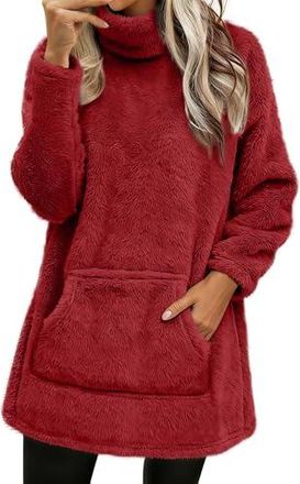 Generic Hauts dhiver pour femmes, sweatshirts britanniques pour femmes, couleur unie, haut surdimensionn&eacute;, col rond, manches longues, automne hiver, d&eacute;contrac