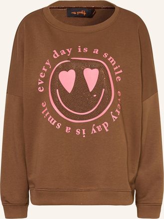 Miss Goodlife Miss Goodlife Oversized-Sweatshirt Mit Schmucksteinen braun