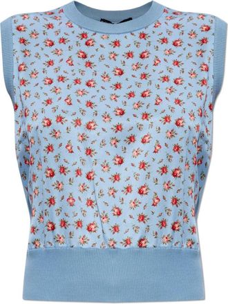 Dolce & Gabbana Femme, Tops, Bleu, Taille: 38 FR D&eacute;bardeur en soie &agrave; motif floral