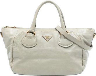 Prada Hobo Bags - Vitello Shine Satchel - Gr. unisize - in Grau - f&uuml;r Damen