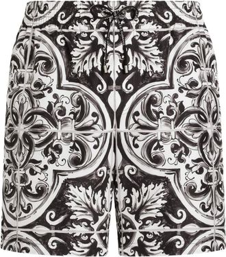 Dolce & Gabbana Homme, Maillots de bain, Multicolore, Taille: 2XL Shorts de bain boxer mi-longs &agrave; imprim&eacute; Majolica
