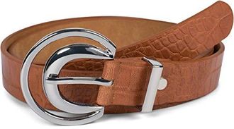 styleBREAKER Ceinture pour dames Unicolore avec finition en cuir de crocodile et boucle en forme de croissant, peut &ecirc;tre raccourcie 03010108, taille:90cm, couleur:
