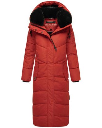 Navahoo Damen Wintermantel Warmer Steppmantel extralang mit Abnehmbarer Kapuze Hingucker XIV Terracotta Gr. XXL