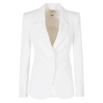 Elisabetta Franchi Femme, Vestes, Blanc, Taille: 40 FR Blazer &agrave; un bouton