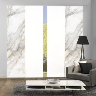 Home Wohnideen 84674 Schiebegardine SUMANI, Digitaldurck Dekostoff Seidenoptik 245x60, Farbe:Natur, Gr&ouml;&szlig;e:245 x 60 cm, Anzahl:4er Set (2X Bedruckt, 2X Uni)