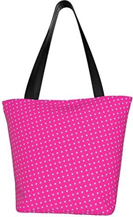 AOOEDM Tote Bag Blue Spots Pink Dots Shopping Bags Small Reusable Market Bag Beach Tote Bags Travel Totes