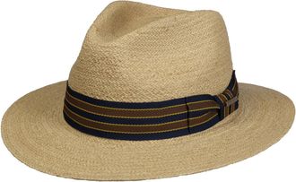 Stetson Yescott Traveller Raffiahut Naturfarbener Hut Gestreiftes Garniturband UV-Schutz 40 Damen und Herren Fr&uuml;hjahr Sommer Natur XXL (62-63 cm)