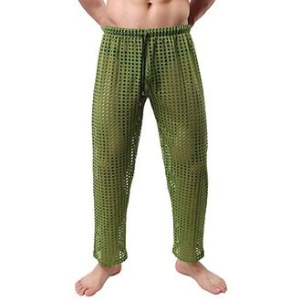 Generic Hommes Mode Hommes Int&eacute;ressant Creux Pantalon en Maille Pantalons Mode Loisirs, vert, XL