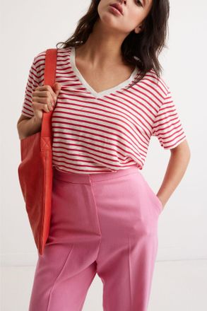 Gerard Darel T-Shirt en lin &agrave; rayures - ARI - Fuchsia