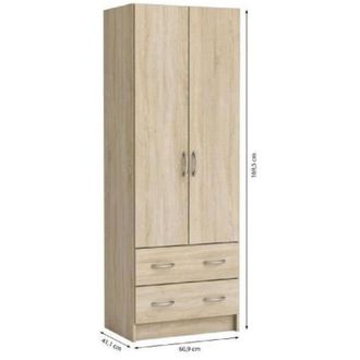 Les Tendances Les Tendances - Armoire classique 2 portes 2 tiroirs - D&eacute;cor ch&ecirc;ne bross&eacute; - Dimensions L 61 x P 41 x H 170 cm - Fabrication fran&ccedil;aise