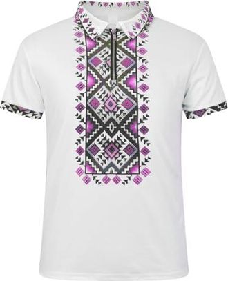 Generic Polo Homme Chemise &Eacute;t&eacute; Rue Homme Sport Manches Courtes 3D Simple Impression L&acirc;che Top, Rose, XXL