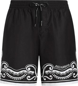 Dolce & Gabbana Homme, Maillots de bain, Noir, Taille: L Short de bain mi-haut avec imprim&eacute; logo