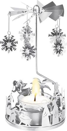 Moses Teelichtkarussell, Edelstahl, Silber, 7.8 x 7.8 x 13.5 cm