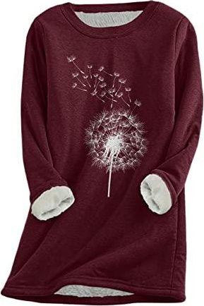 Generic Sweats doublés en polaire pour femme, pull dhiver épais et chaud à manches longues, sweat-shirt chaud sans capuche, pull doublé en polaire sherpa, pul