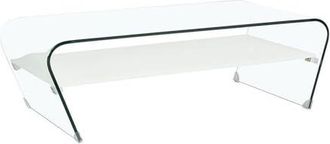 Vente-Unique Table Basse - Verre tremp&eacute; - Tablette Blanche laqu&eacute;e - Kelly