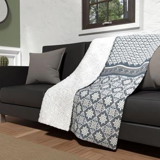 Soleil d'Ocre Plaid, Blau, 120 x 160 cm