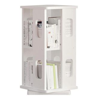 Generic Bücherregale, Eck-Bücherregal, weißes Bücherregal, 360° drehbar, Bücherregal mit 2 Ebenen, Bücherregal für Wohnzimmer, einfaches Bücherregal, Organize