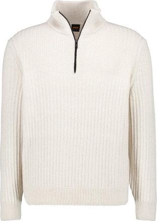 Boss Orange by Hugo Boss BOSS Orange Herren Troyer beige Schurwolle unifarben