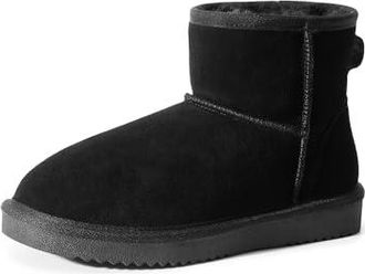 Dream Pairs Bottes Femme Hiver Chaudes en Daim Véritable Confortables Antidérapantes avec Semelle Mémoire et Doublure en Fausse Fourrure pour Ville et Quotidien,S