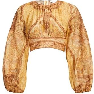 Zimmermann Top court imprim&eacute; en coton et soie m&eacute;lang&eacute;s