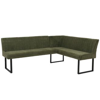 Mendler Eckbank HWC-O82, Esszimmerbank Bank, &Ouml;ko-Tex (310g/m&sup2;) Chenille Stoff/Textil Metall 210x159cm - gr&uuml;n