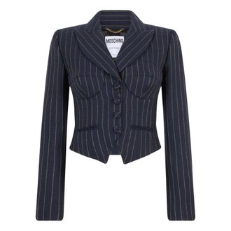 Moschino Veste ray&eacute;e - Femme - Vestes - Bleu - Taille: 38 FR