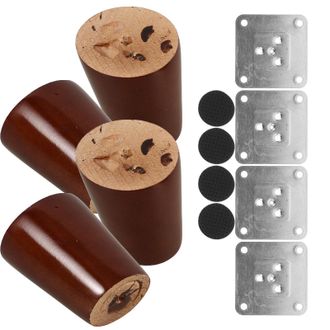 SOLUSTRE Ipetboom Massive Holz Sofabeine 20cm Hohe M&ouml;belbeine aus Walnussholz Im Mid Century Stil mit Rutschfester Oberfl&auml;che f&uuml;r Sofa Tisch Schrank